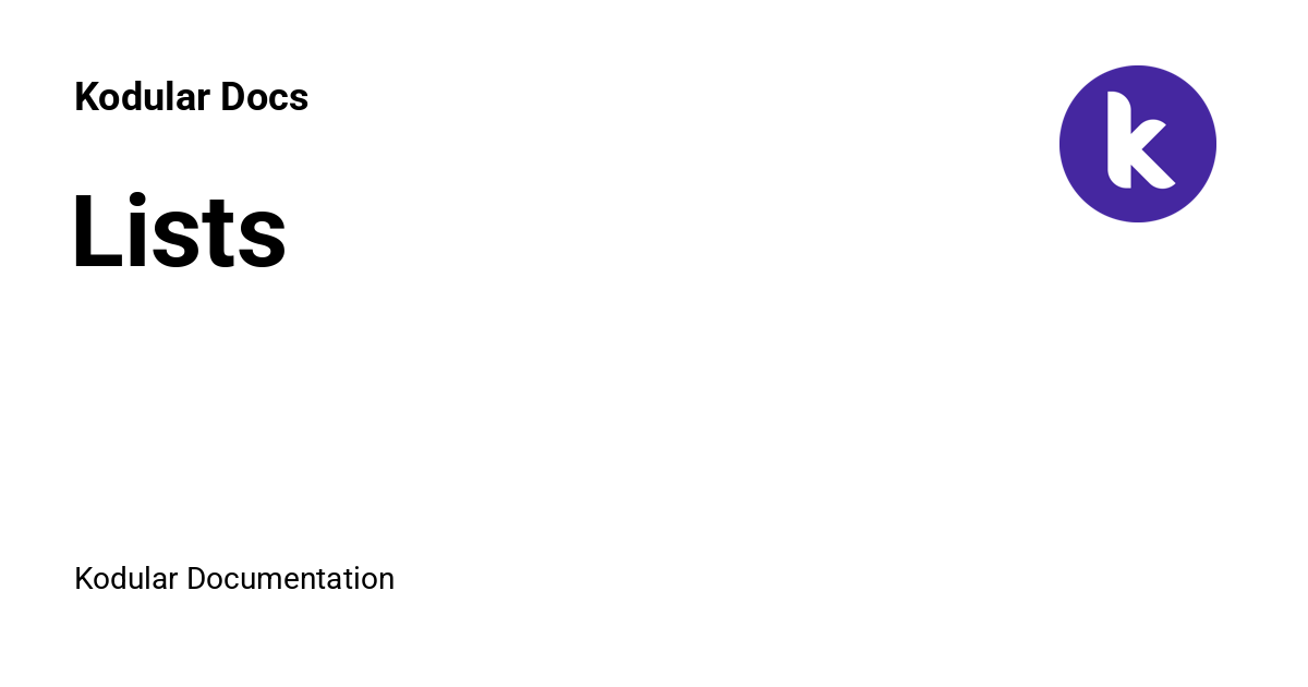 Lists - Kodular Docs