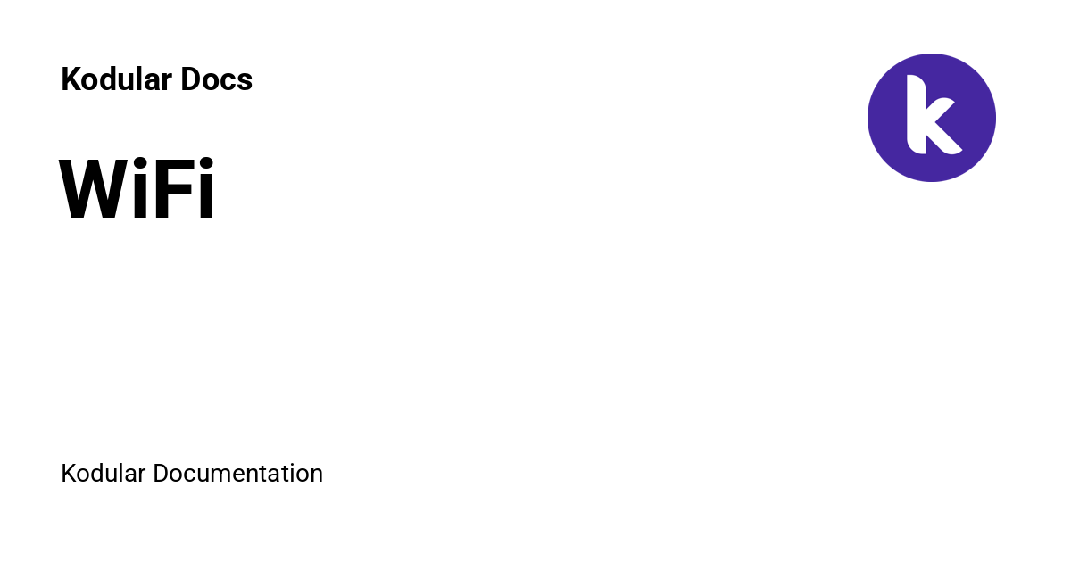 WiFi - Kodular Docs