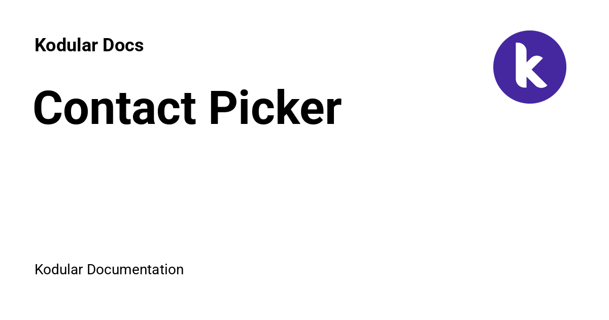 Contact Picker - Kodular Docs