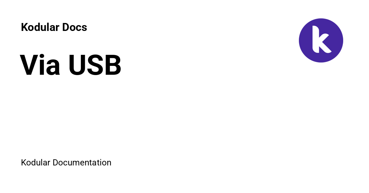 Via USB - Kodular Docs